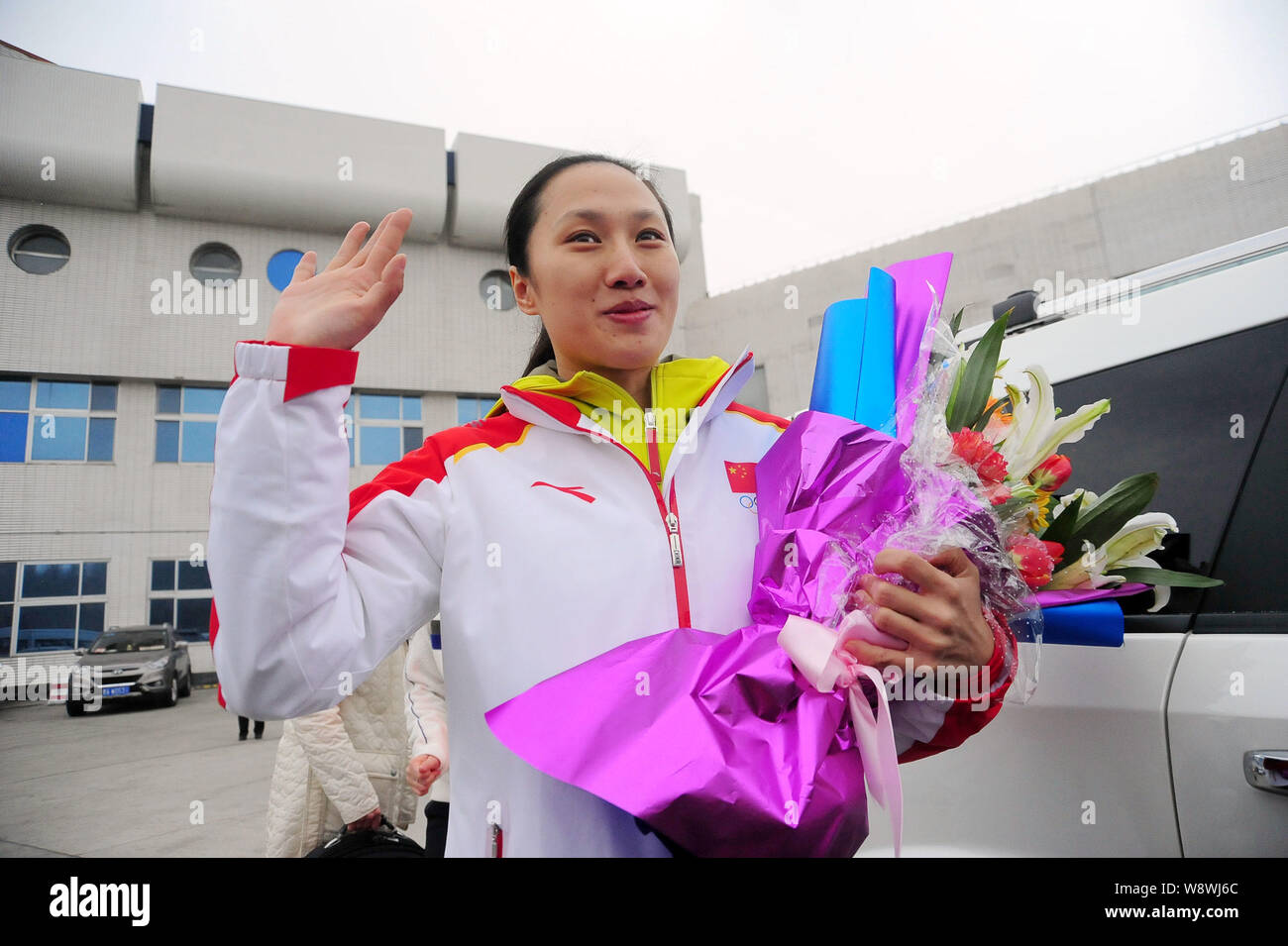 Zhang Hong, the gold medalist of the womens 1,000m speed skating at the ...