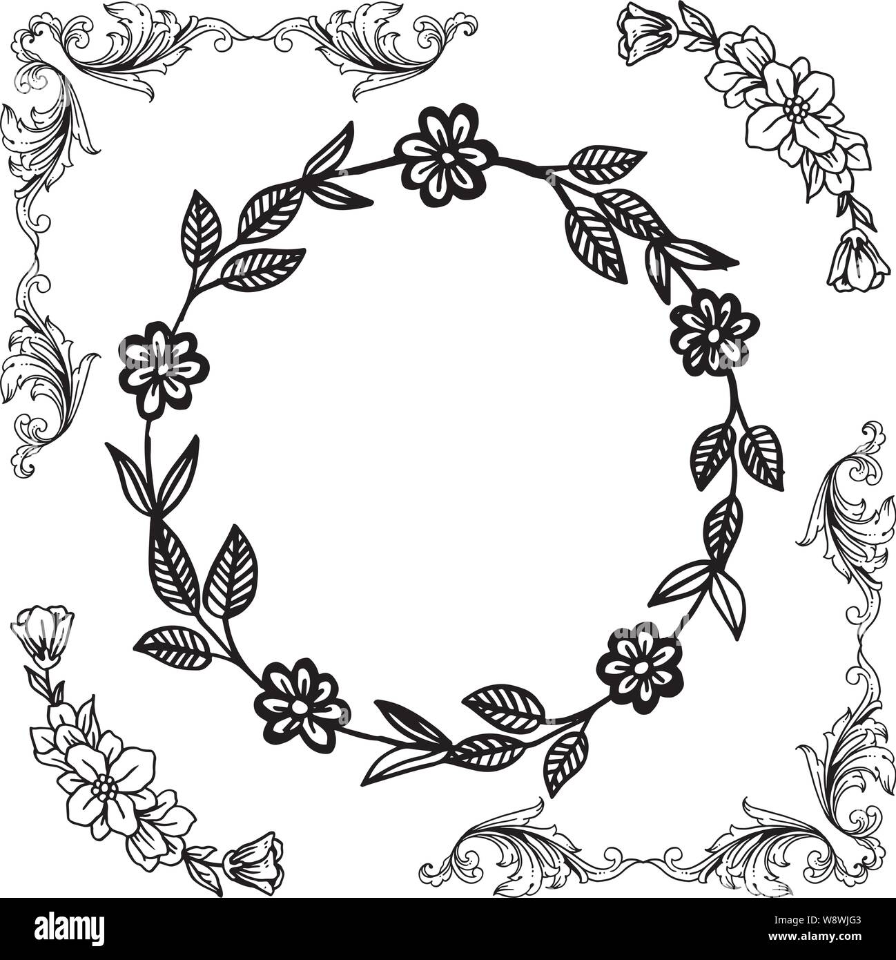 Design element floral frame isolated on white background. Vector ...