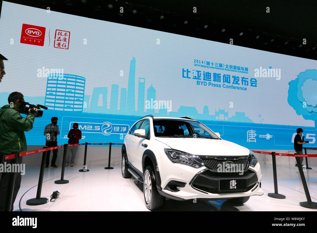 --FILE--Visitors look at a BYD Tang electric car during the 13th ...
