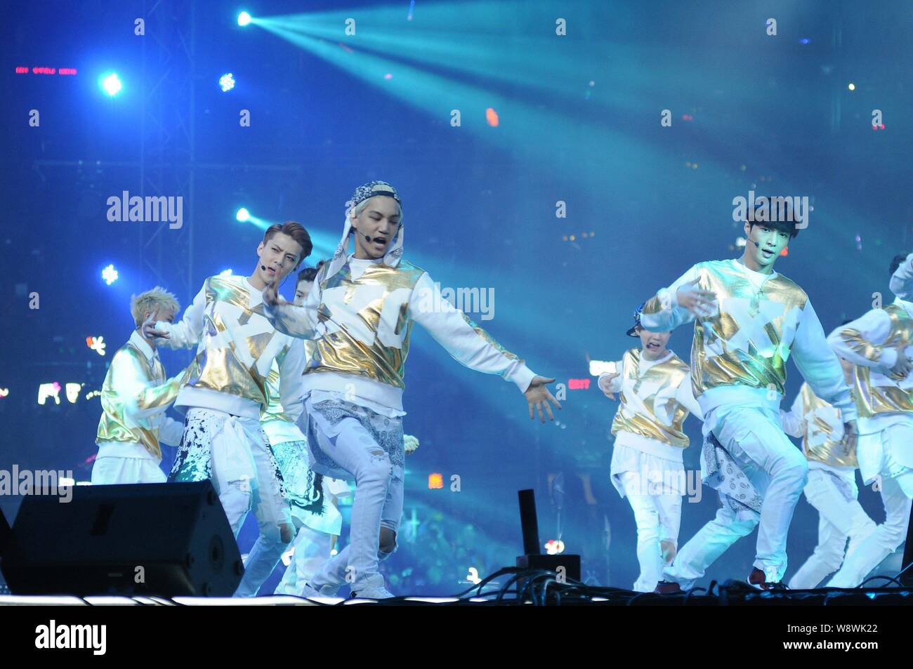 South Korean-Chinese pop group EXO performs during a stars concert to ...