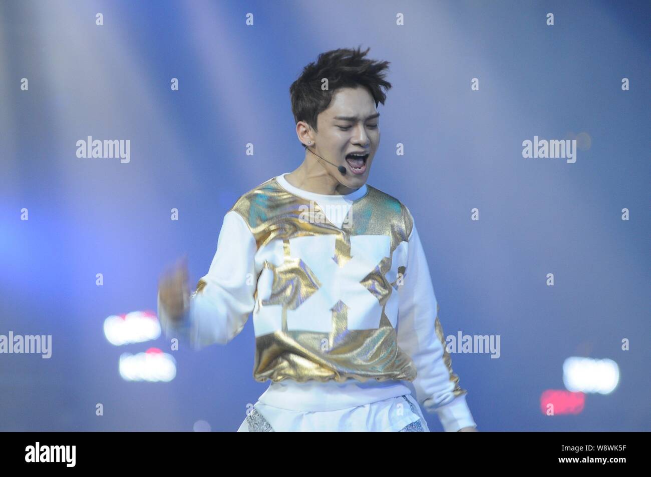 South Korean-Chinese pop group EXO performs during a stars concert to ...