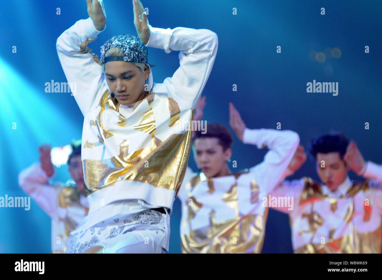 South Korean-Chinese pop group EXO performs during a stars concert to ...
