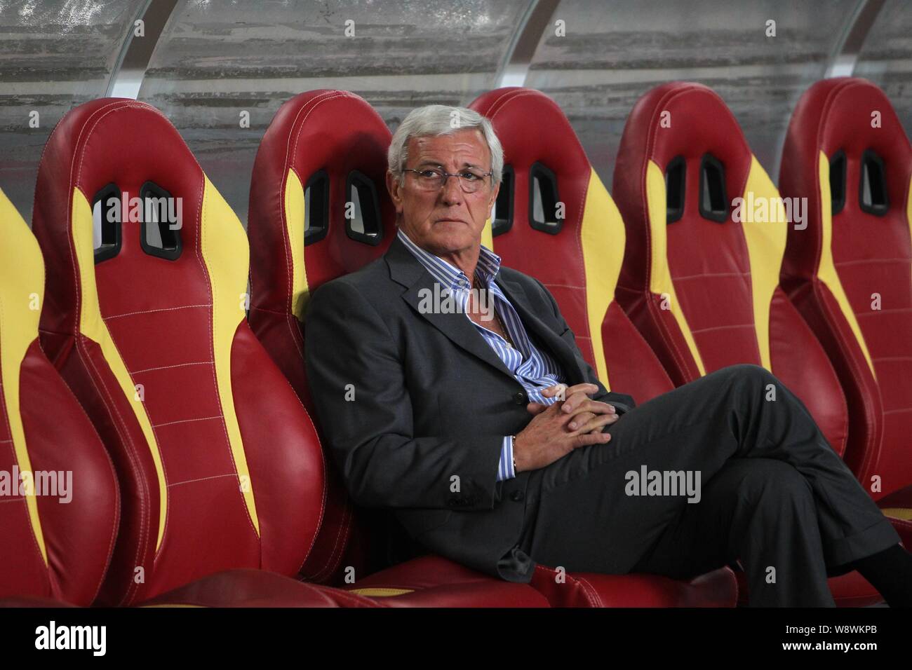 Italian soccer coach Marcello Lippi of Chinas Guangzhou Evergrande FC ...