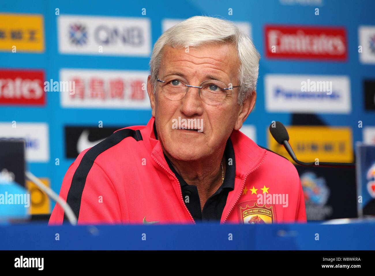 Italian soccer coach Marcello Lippi of Chinas Guangzhou Evergrande FC ...