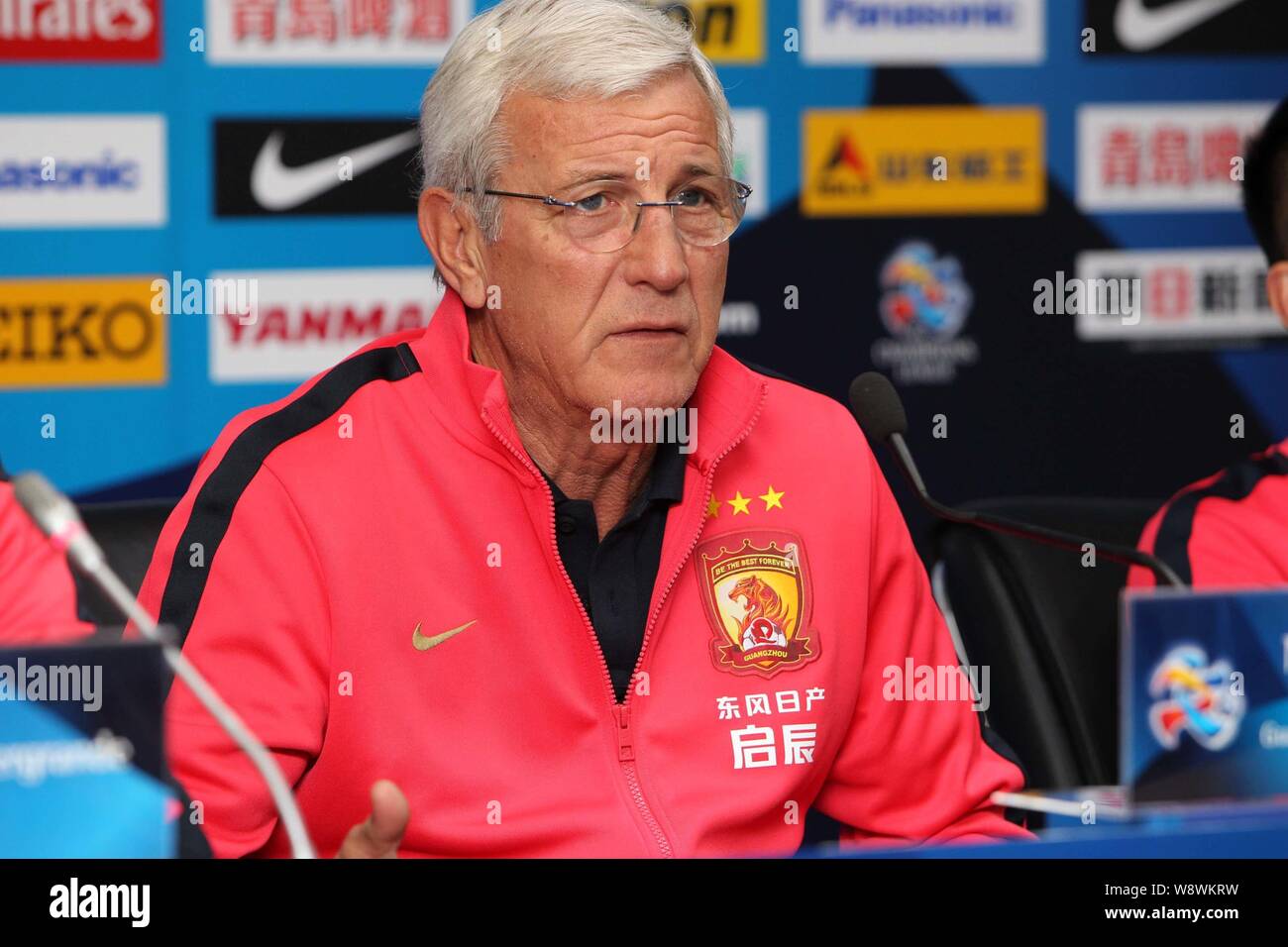 Italian soccer coach Marcello Lippi of Chinas Guangzhou Evergrande FC ...