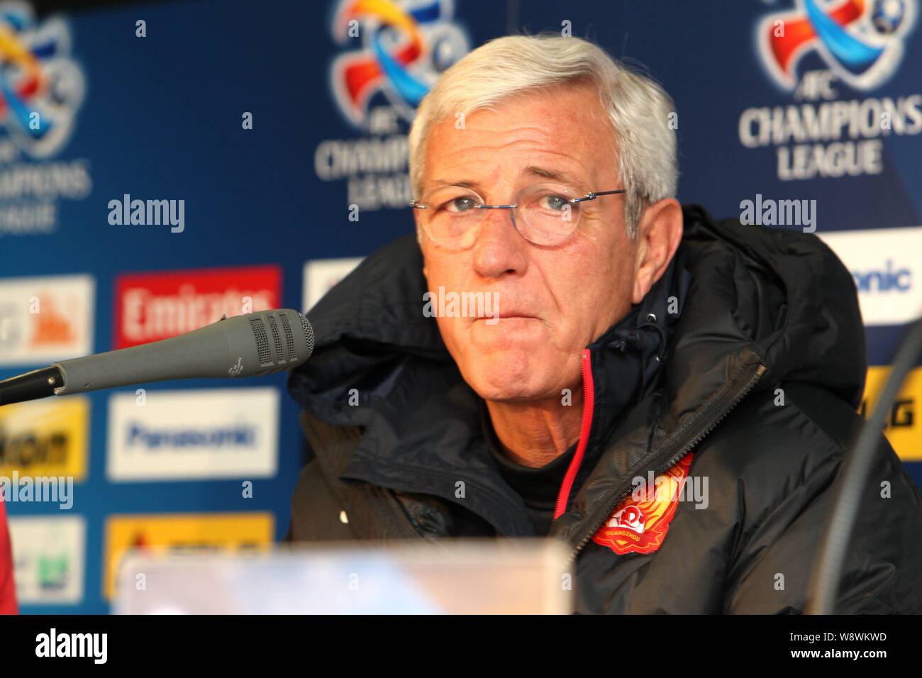 Italian soccer coach Marcello Lippi of Chinas Guangzhou Evergrande FC ...