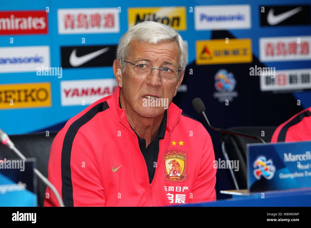 Italian soccer coach Marcello Lippi of Chinas Guangzhou Evergrande FC ...