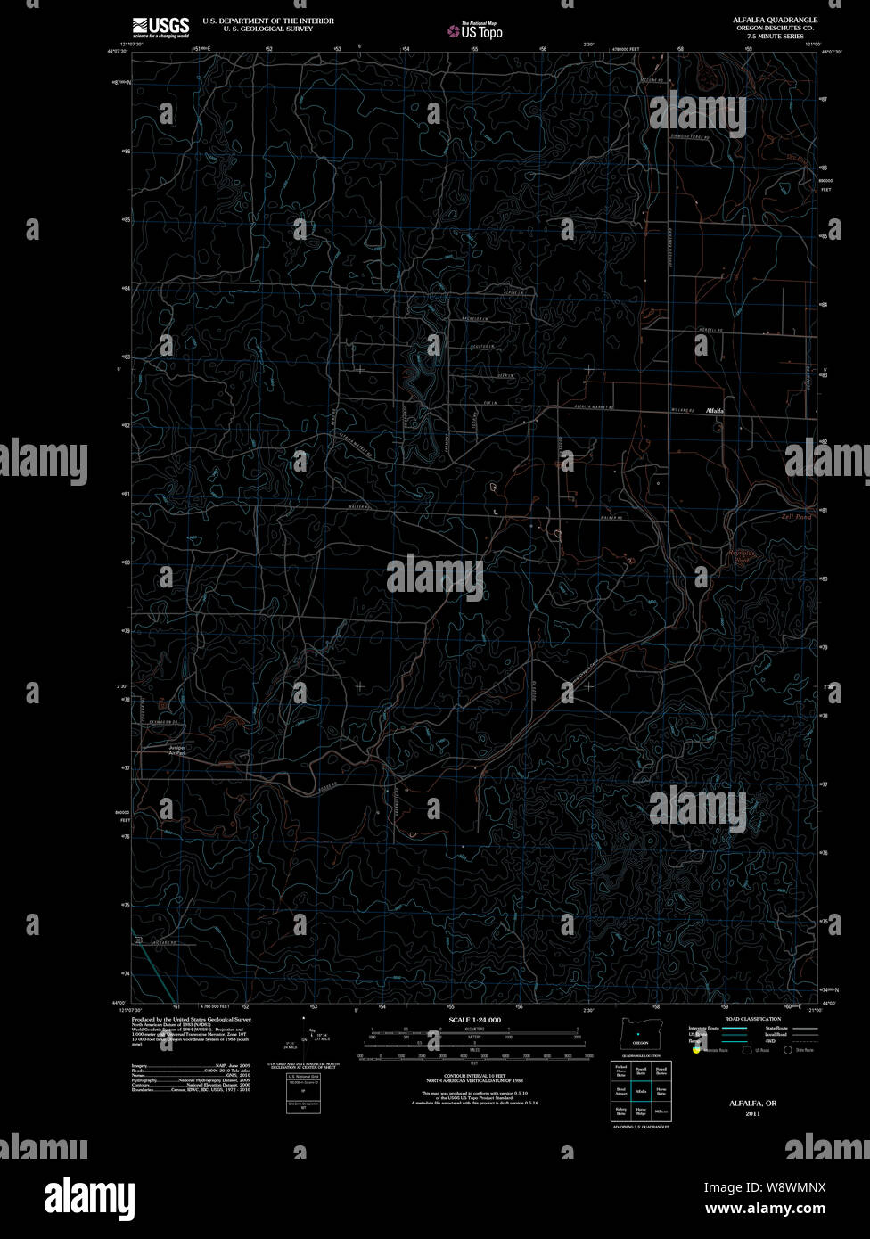 USGS Topo Map Oregon Alfalfa 20110826 TM Inverted Restoration Stock ...