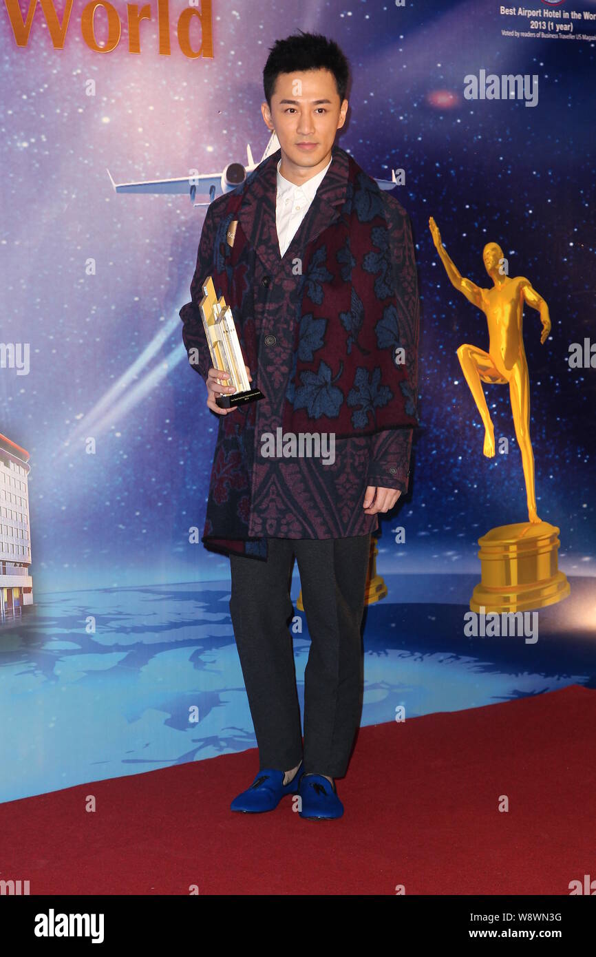 Hong Kong actor Raymond Lam poses during the award ceremony for a ...