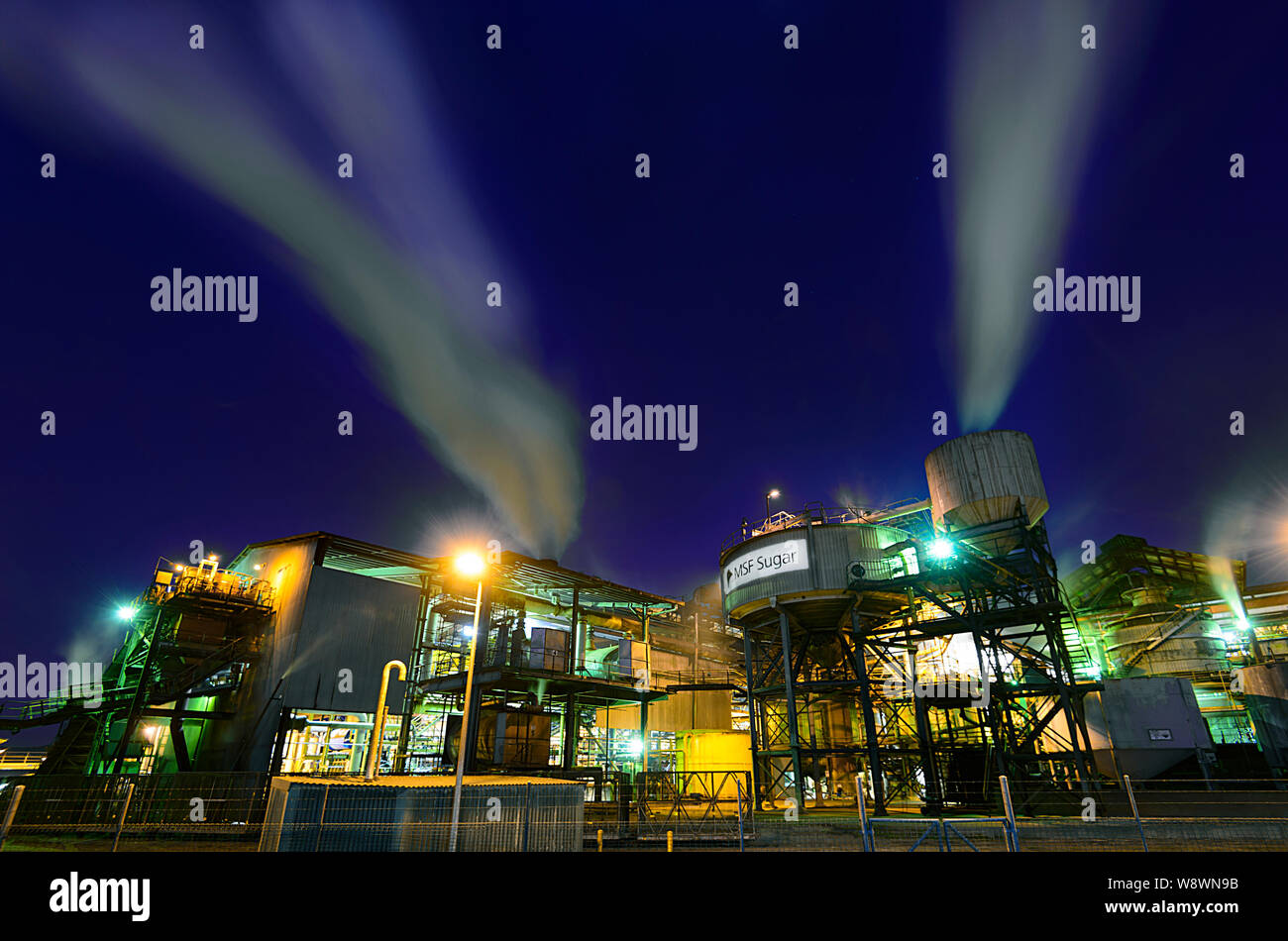 MSF Sugar factory with smoking chimneys, a source of global warming ...