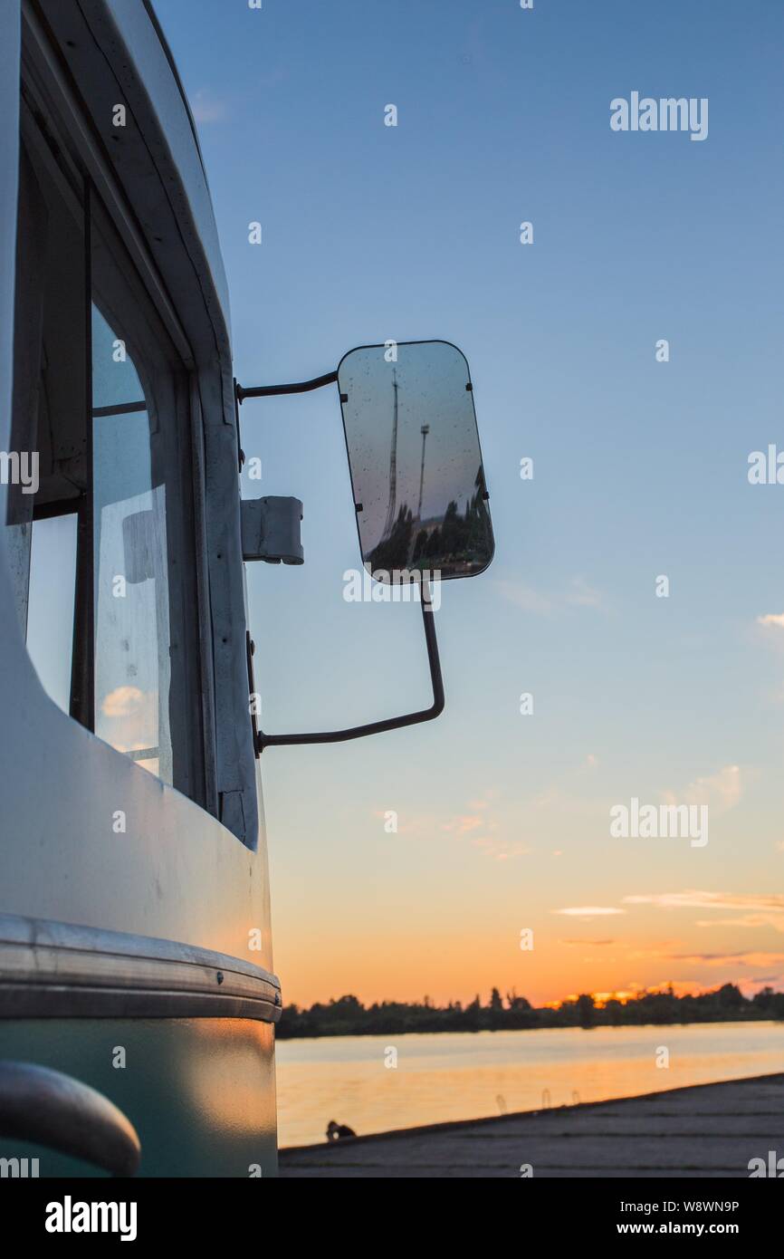 Side of a small Van parked near the beach Stock Photo - Alamy