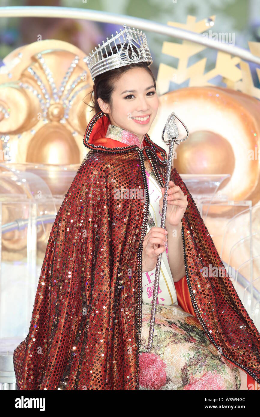 The winner of Miss Hong Kong Pageant 2014 Veronica Shiu poses after the ...