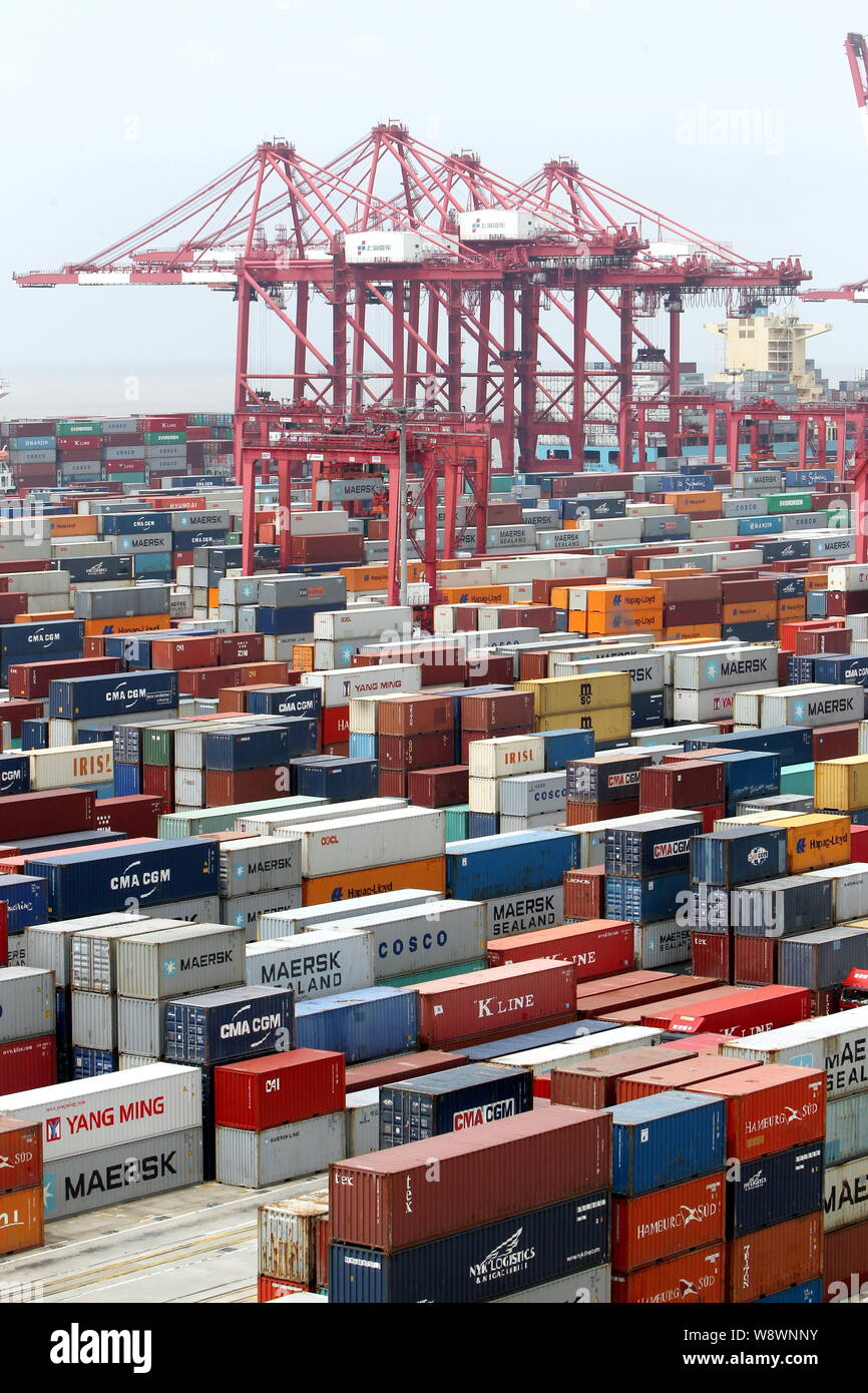 --FILE--Stacks of containers are pictured at a container terminal of ...