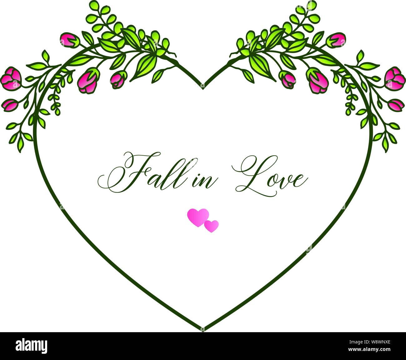Ornate of card fall in love, with seamless art of leaf floral frames ...