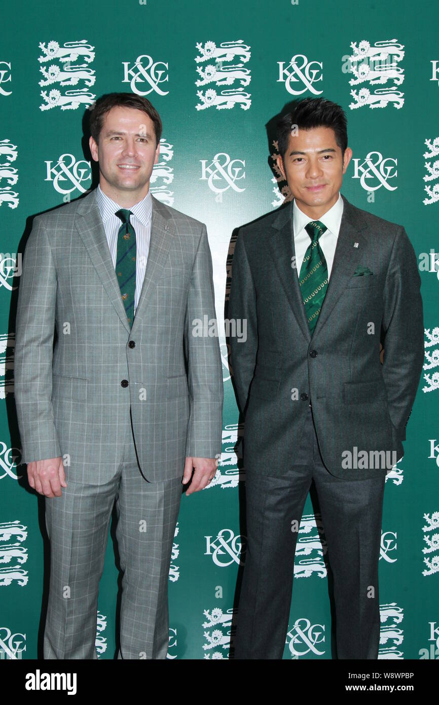 English football star Michael Owen, left, Hong Kong singer and actor ...