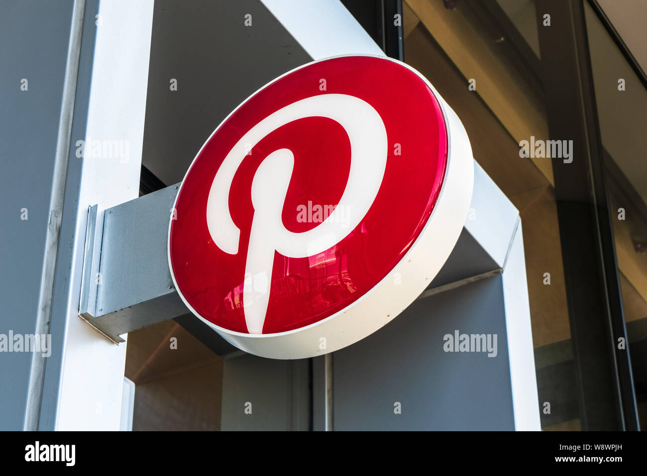 August 10, 2019 San Francisco / CA / USA - Pinterest symbol displayed ...