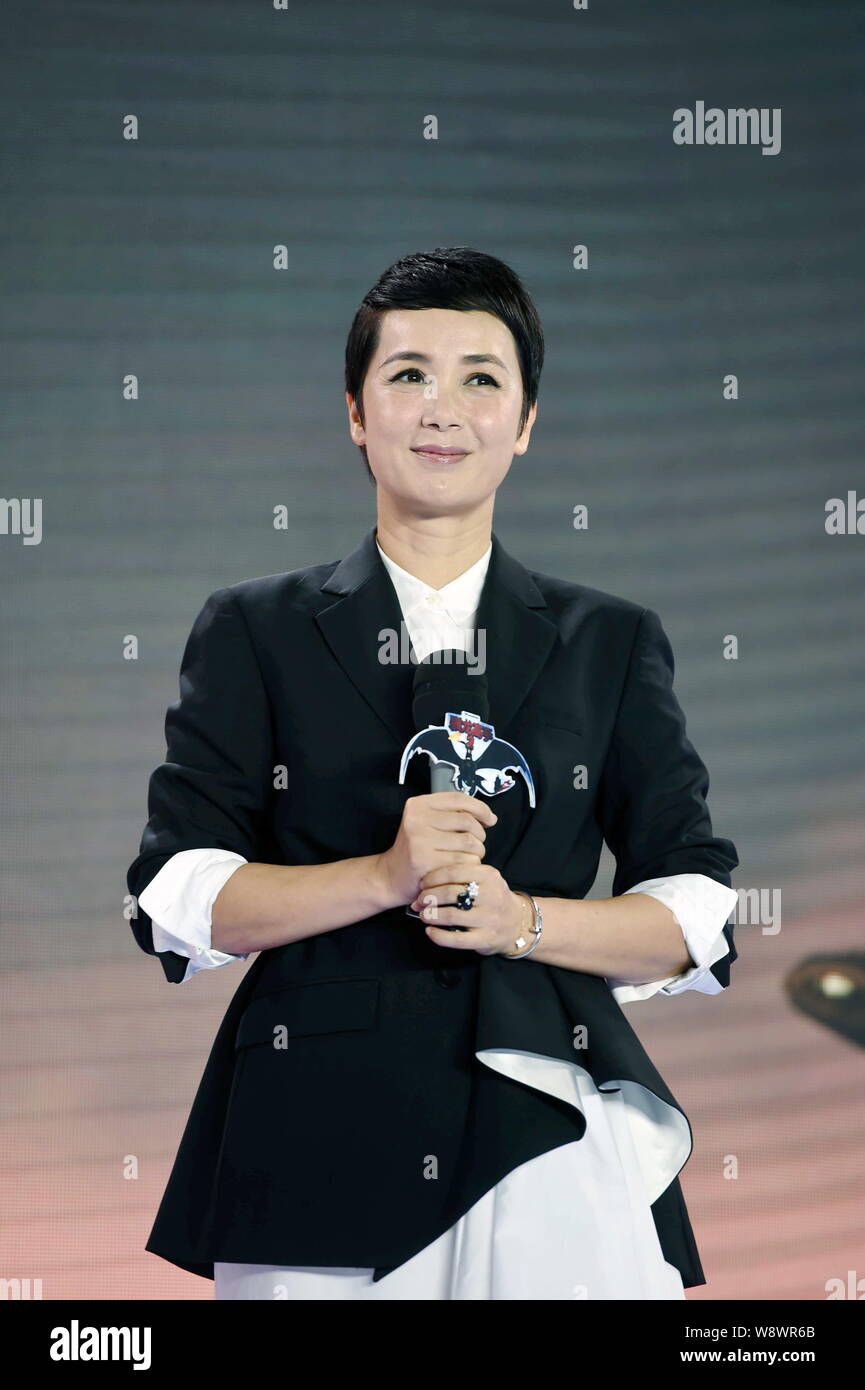 Chinese actress Jiang Wenli poses during a press conference for the ...