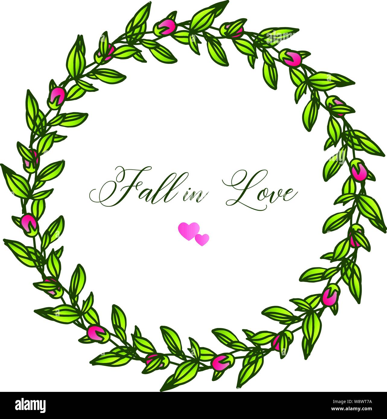 Beautiful leaf wreath frame, for lettering fall in love. Vector ...