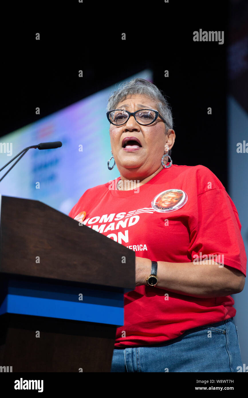 Volunteer and activist Sharon Risher speaks at the Presidential Forum ...