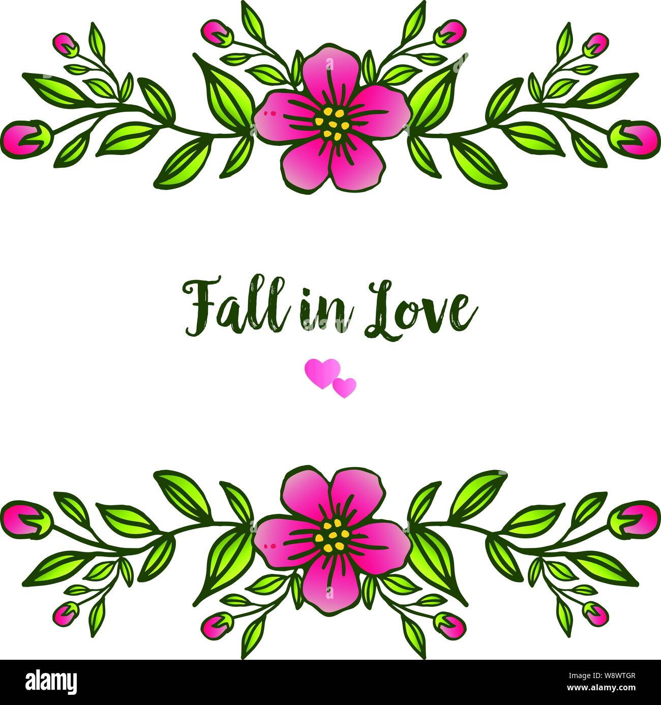 Beautiful leaf wreath frame, for lettering fall in love. Vector ...