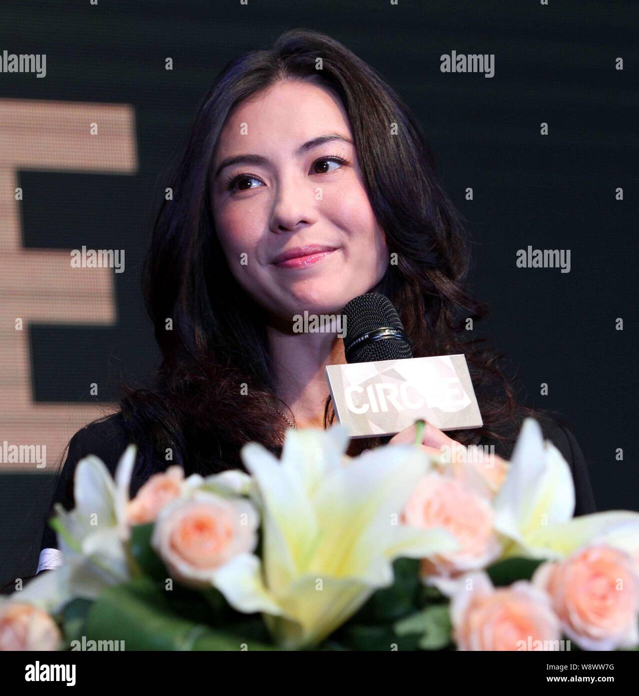 Hong Kong actress Cecilia Cheung smiles during a press conference to ...
