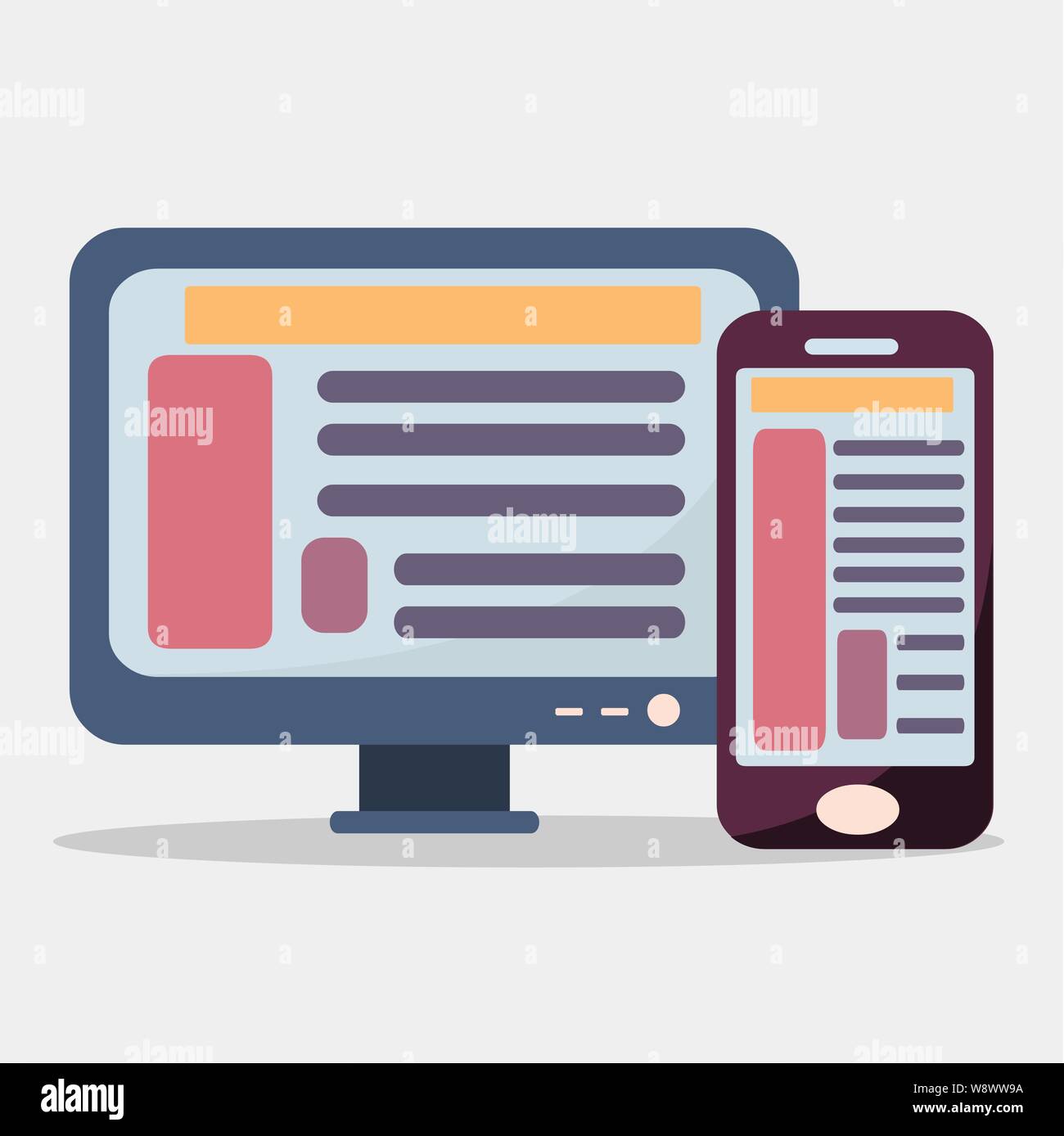 pc and smartphone web synchronization concept vector illustration symbol Stock Vector Image ...