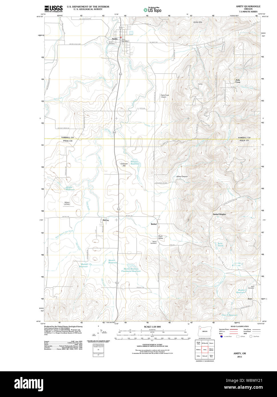 Map of amity oregon Cut Out Stock Images & Pictures - Alamy