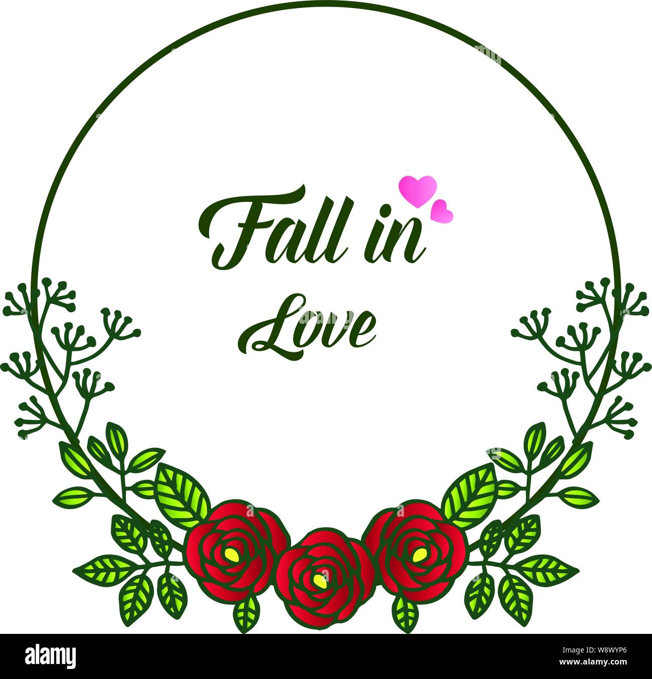 Decoration element fall in love, isolated on white backdrop, with rose ...