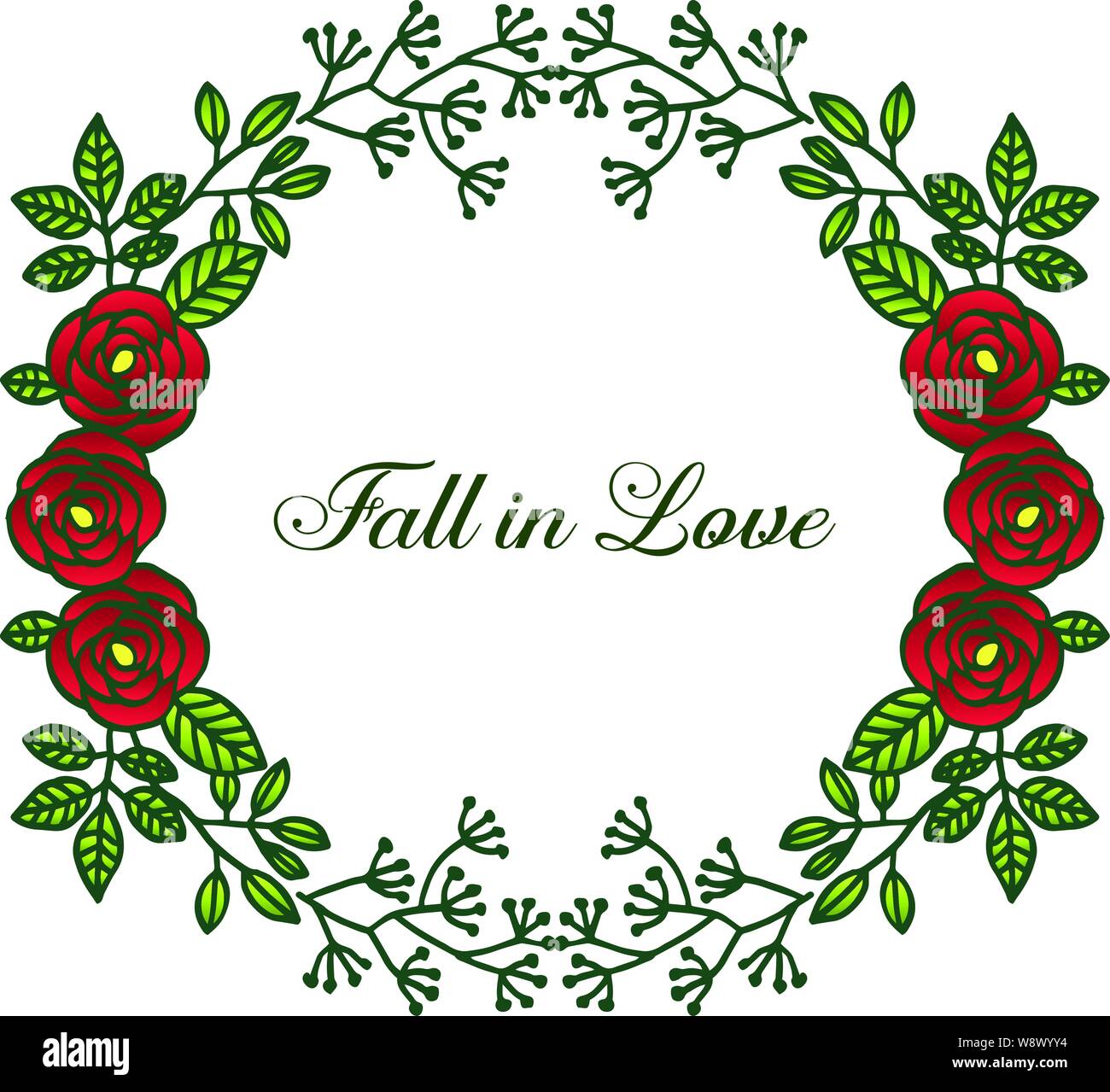 Decoration element fall in love, isolated on white backdrop, with rose ...