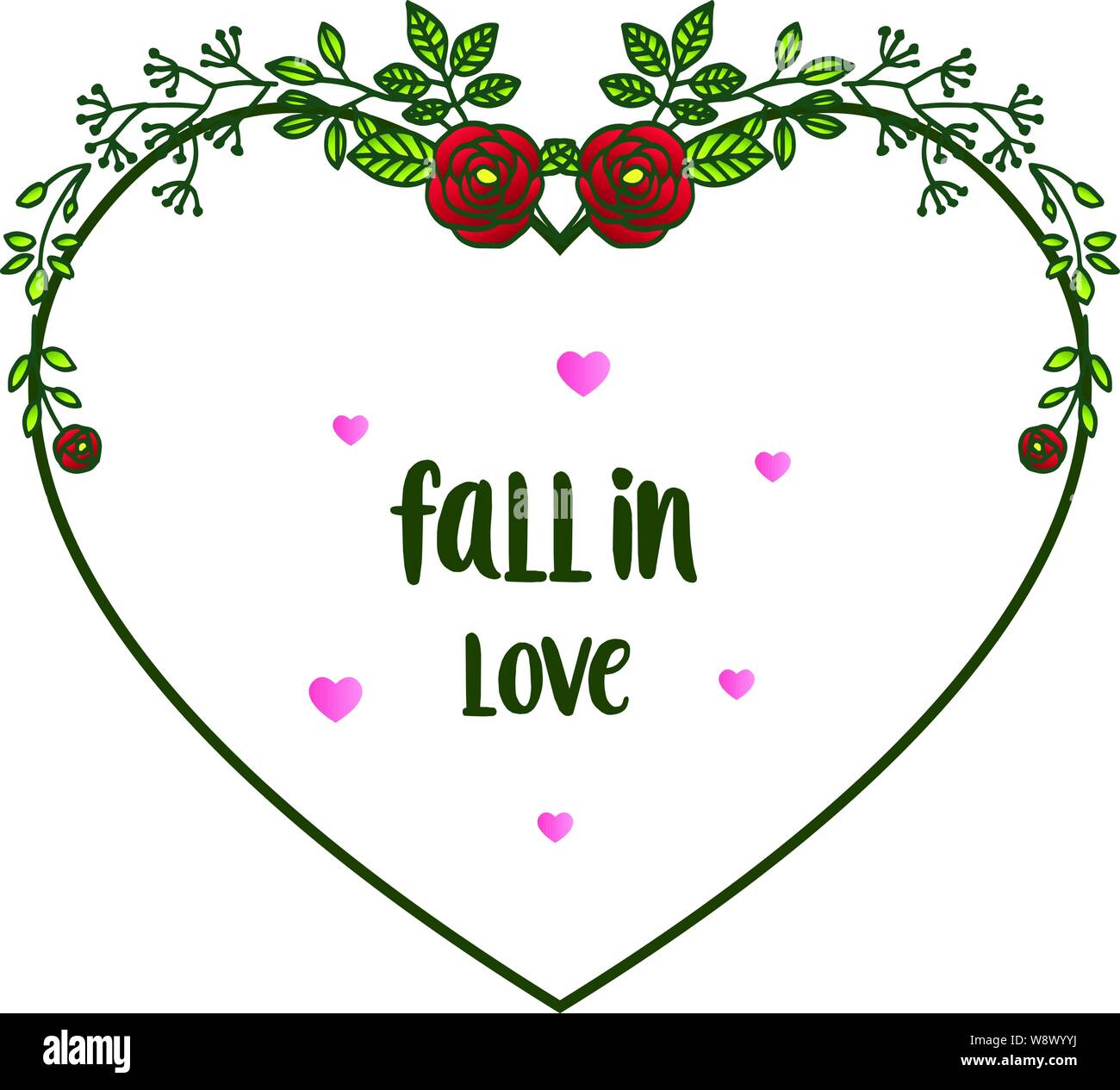 Decoration element fall in love, isolated on white backdrop, with rose ...