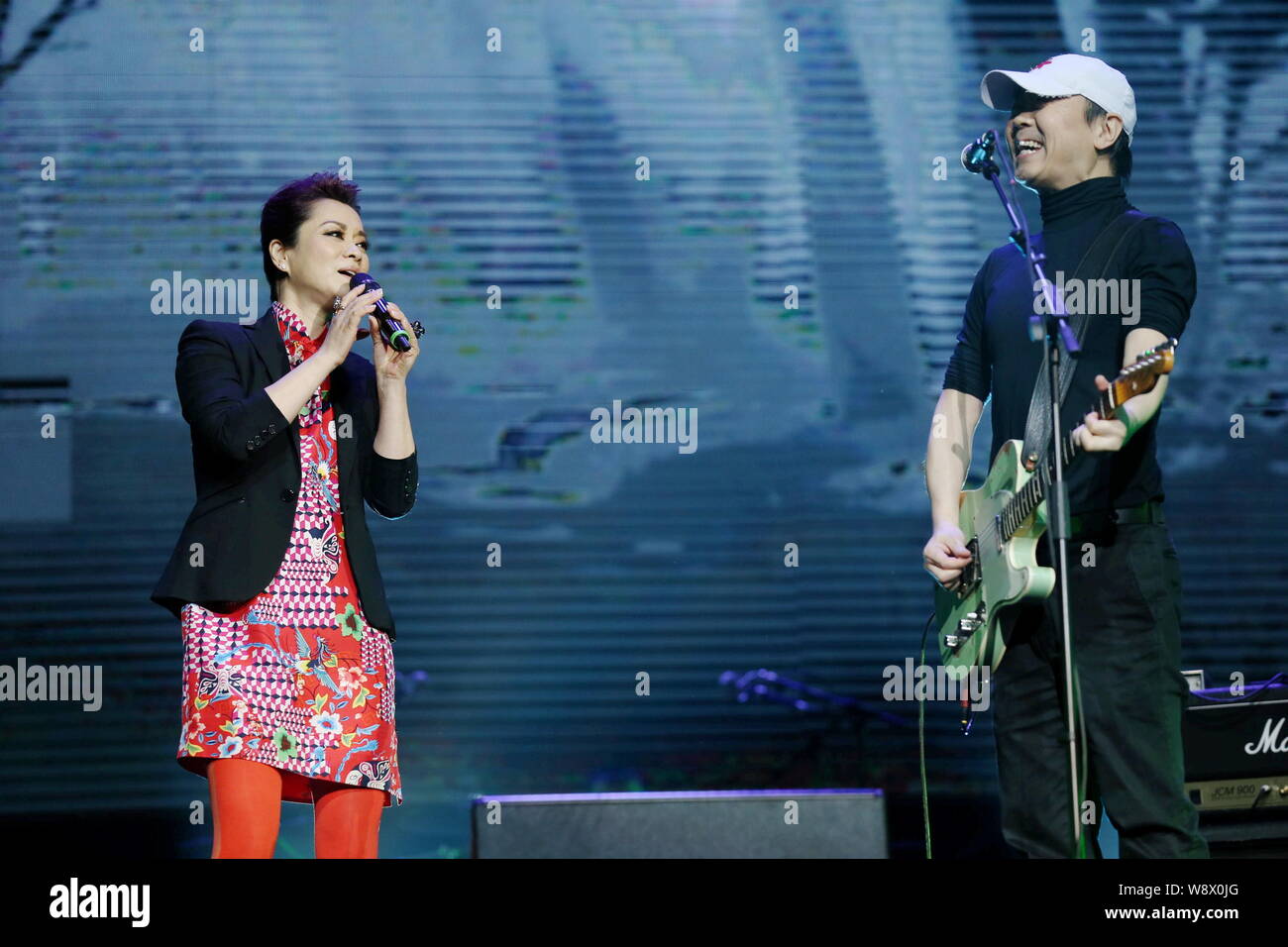 Chinese singers Cui Jian, right, and Mao Amin perform during the ...