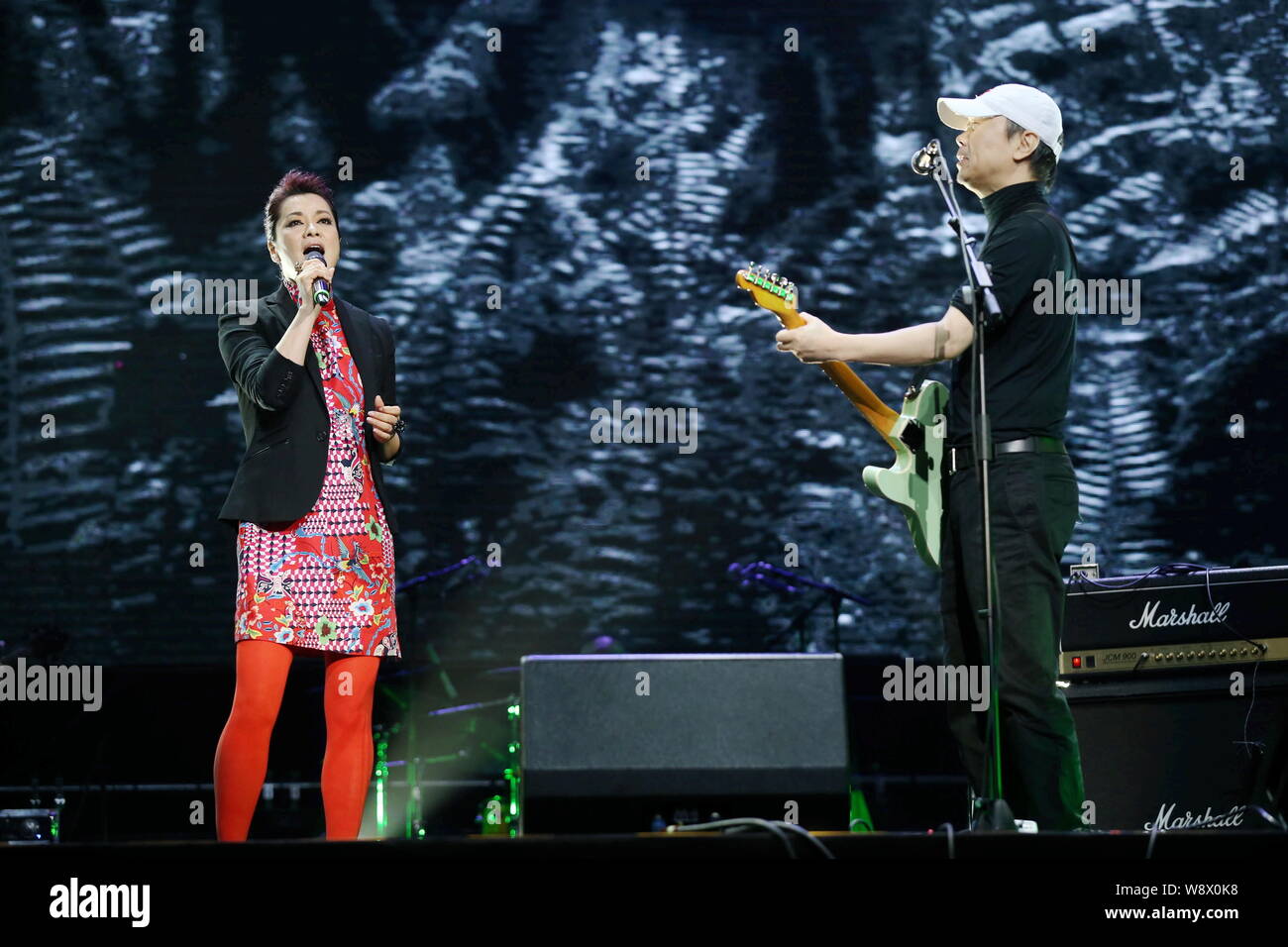 Chinese singers Cui Jian, right, and Mao Amin perform during the ...