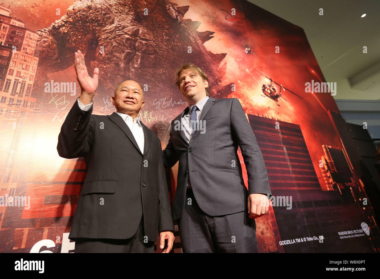 British director Gareth Edwards, right, poses with Hong Kong director ...