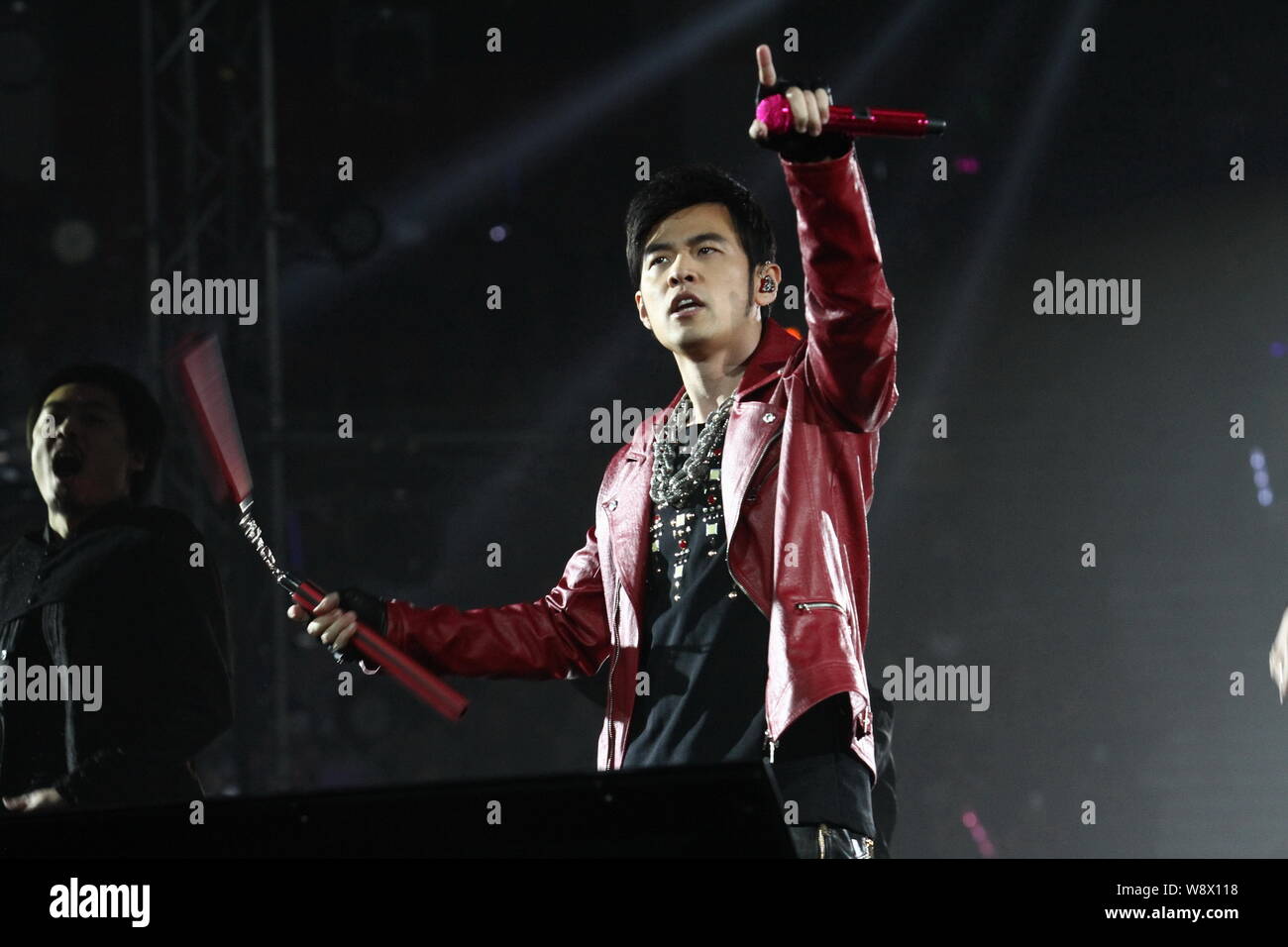 Taiwanese singer Jay Chou performs during a stars concert to celebrate ...