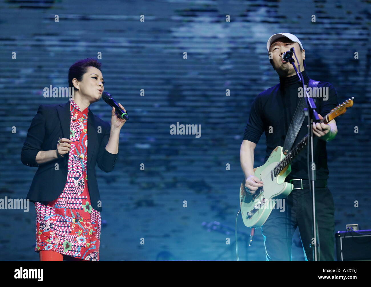 Chinese singers Cui Jian, right, and Mao Amin perform during the ...