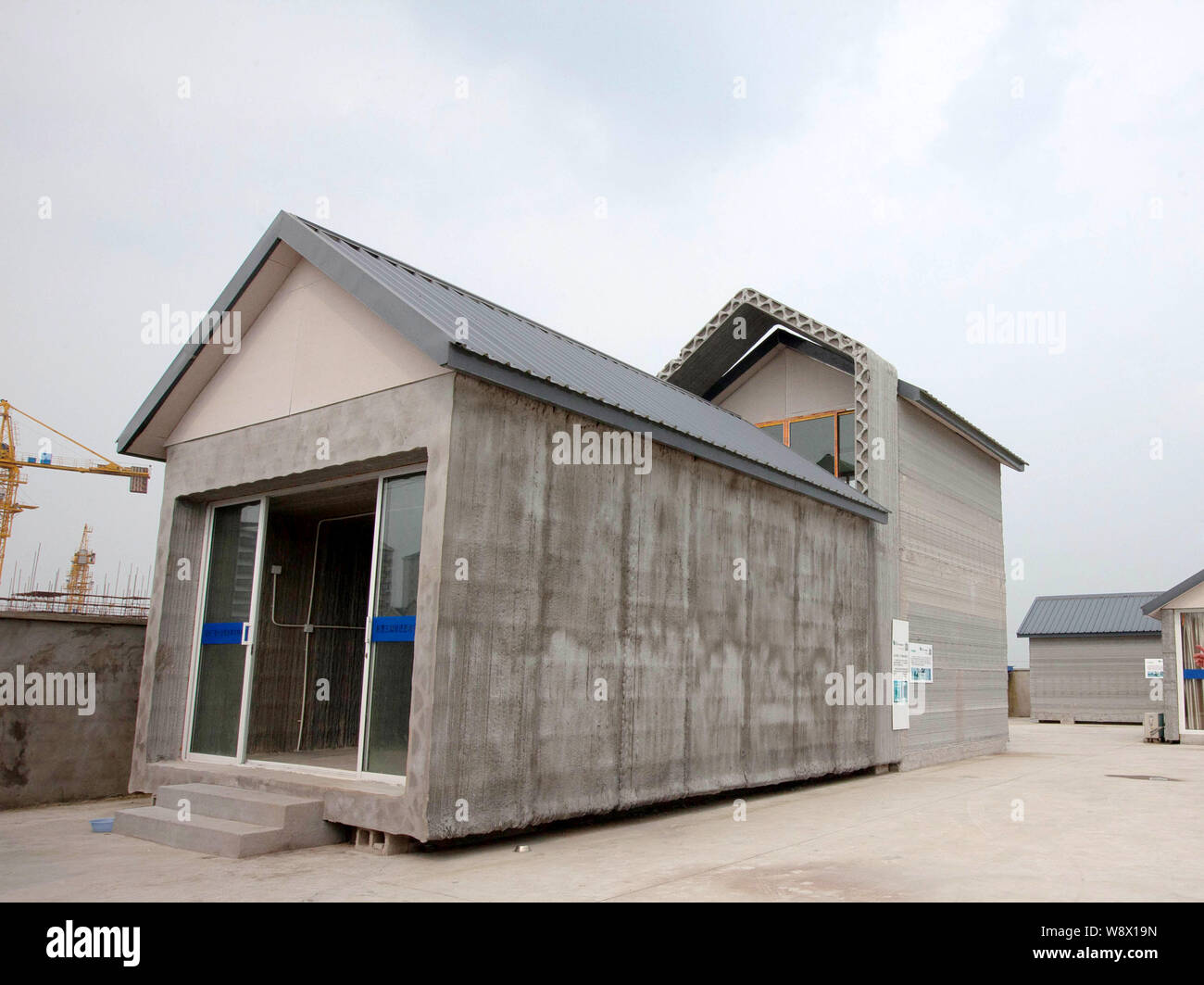 3D printed houses are pictured at the Qingpu Park of the Shanghai ...