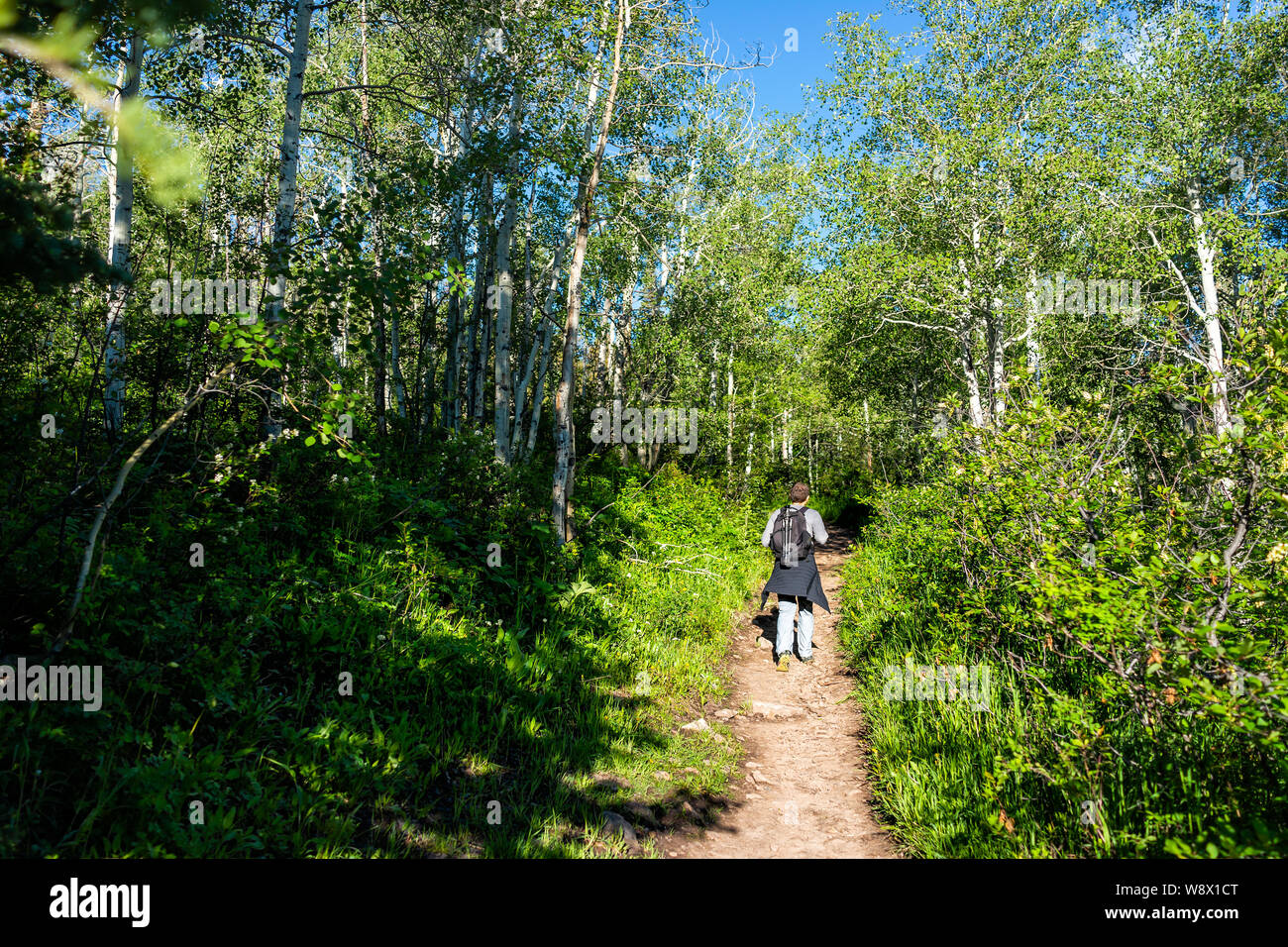 Man walking on Thomas Lakes Hike in Mt Sopris, Carbondale, Colorado in ...