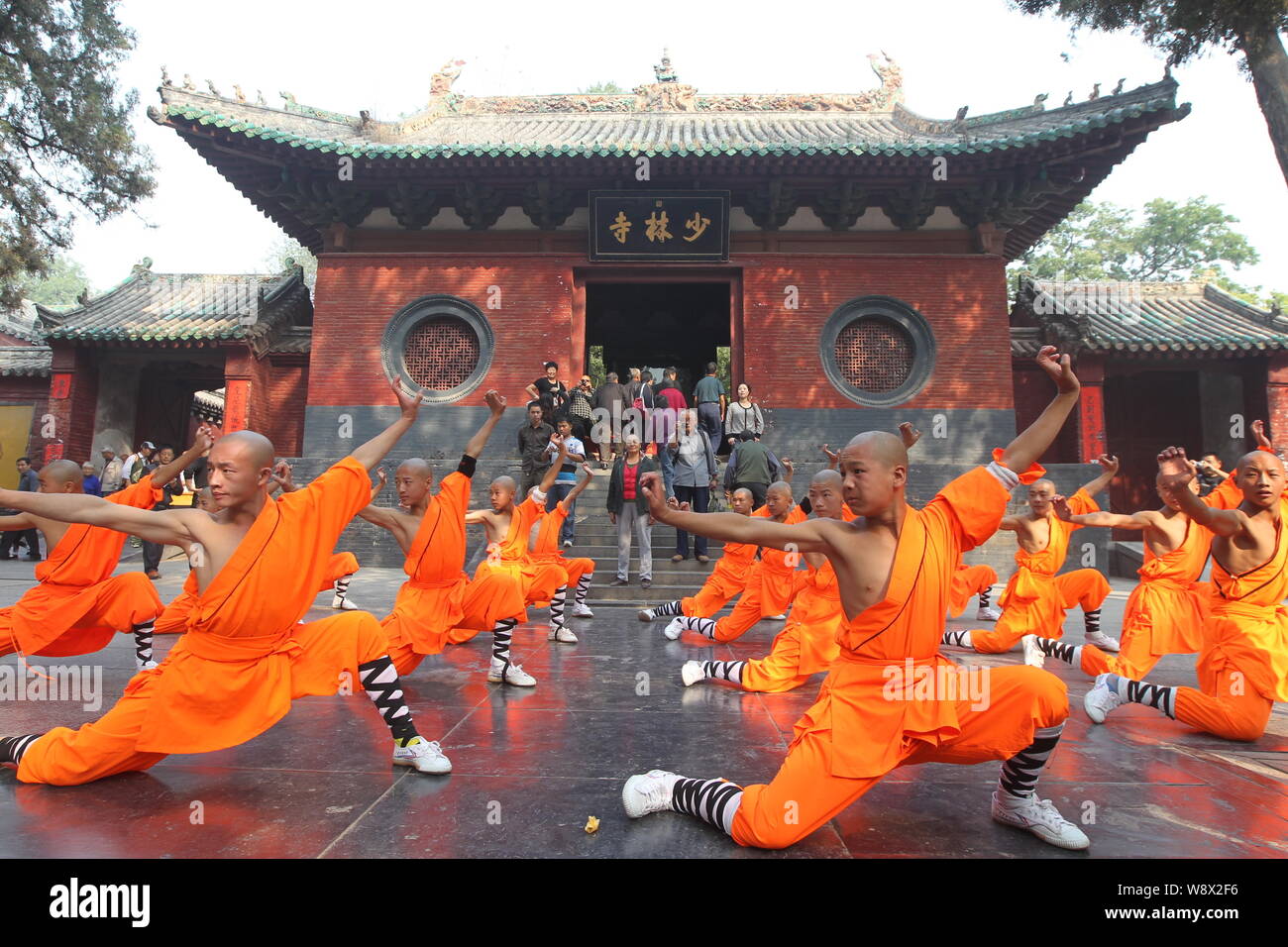 --FILE--Monks perform martial arts during a kung fu presentation at the ...