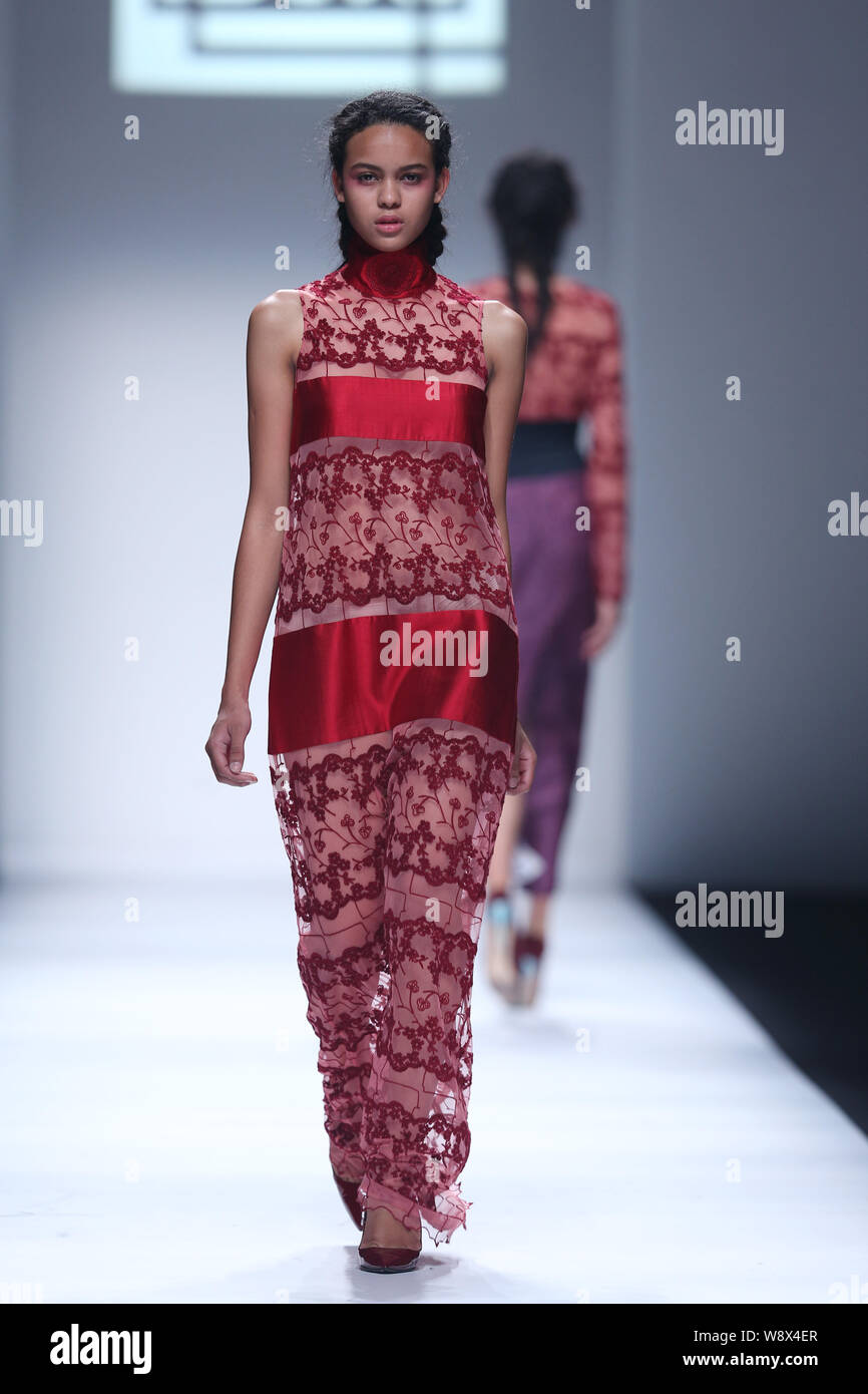 A model displays a new creation at the Moodbox fashion show during the ...