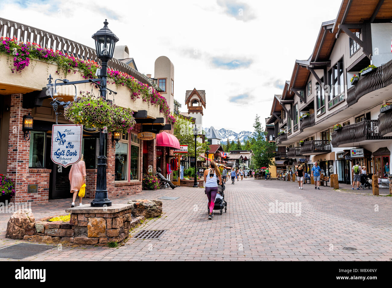 Vail, USA - June 29, 2019: Swiss style resort town in Colorado with ...