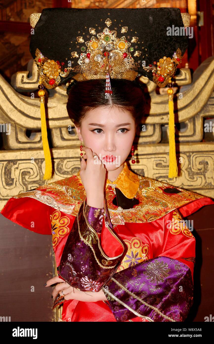 A member of South Korean girl group Swing Girls dressed in a ...