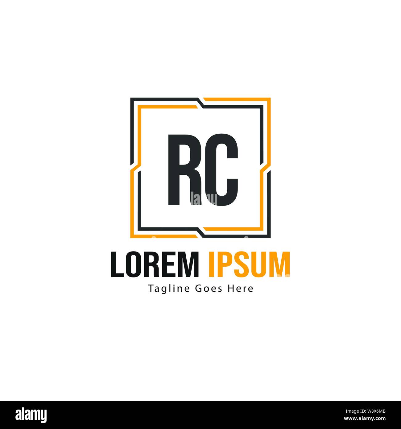 Initial RC logo template with modern frame. Minimalist RC letter logo ...
