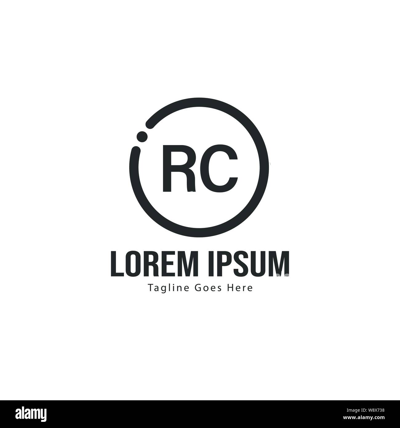 Initial RC logo template with modern frame. Minimalist RC letter logo ...