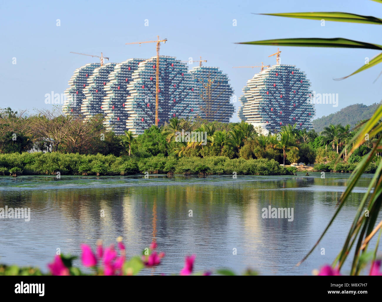 View of the Beauty Crown 7-star Hotel cluster near Linchun River in ...