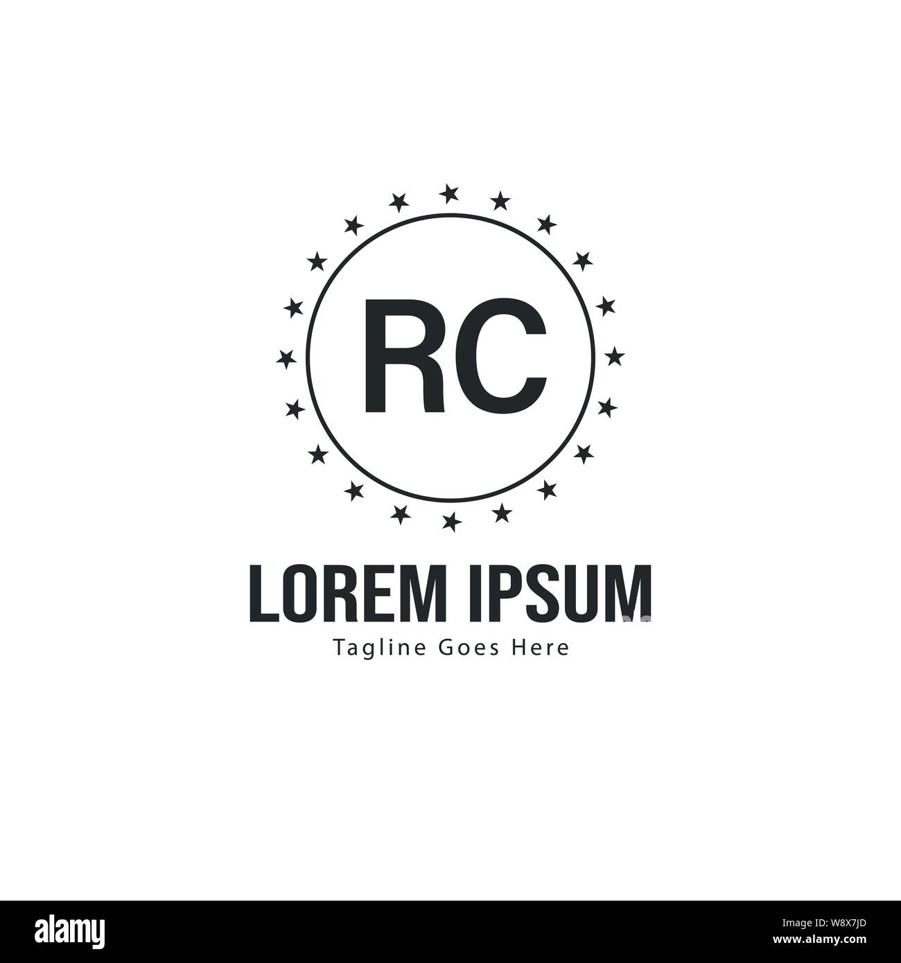 Initial RC logo template with modern frame. Minimalist RC letter logo ...