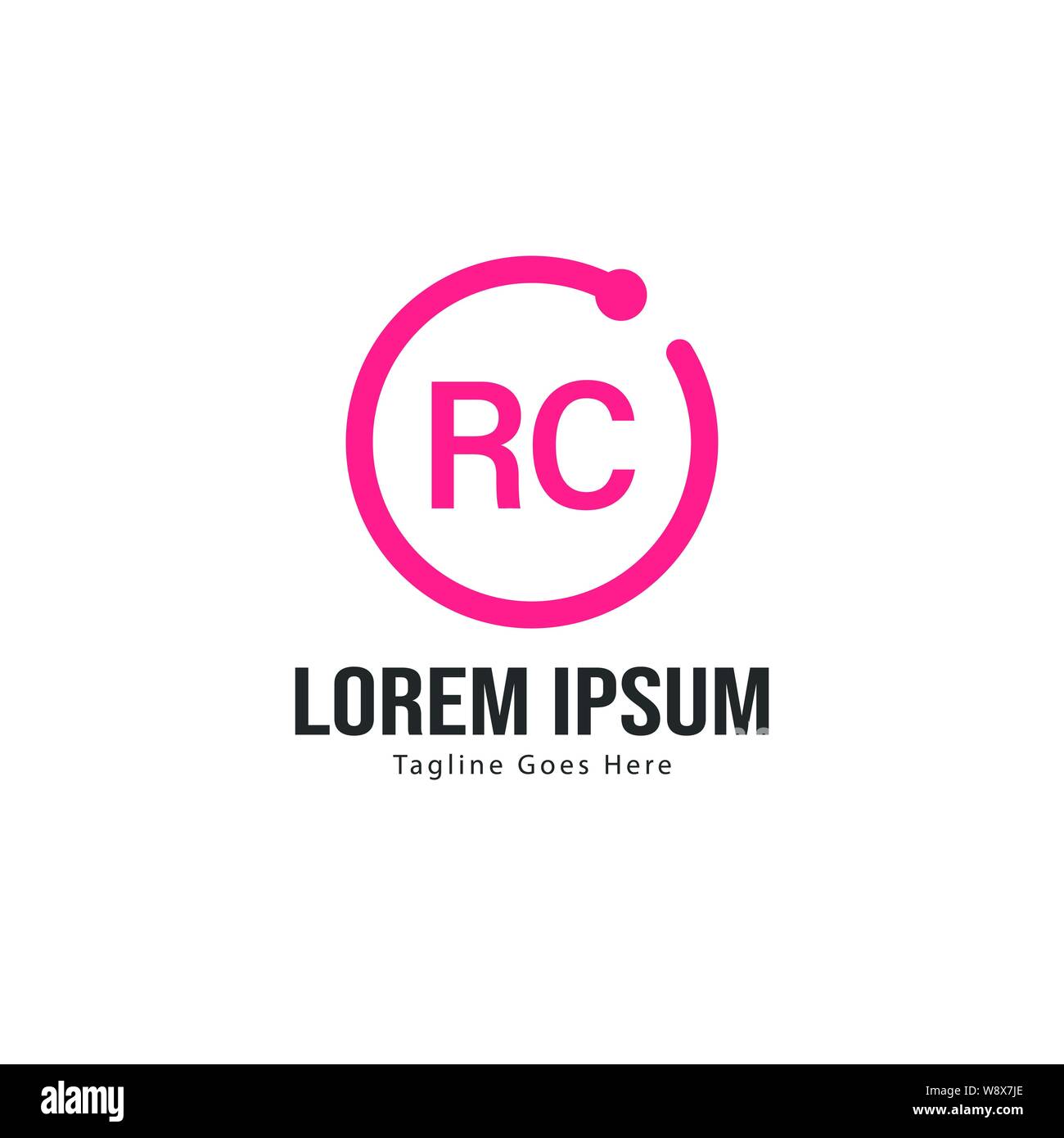 Initial RC logo template with modern frame. Minimalist RC letter logo ...