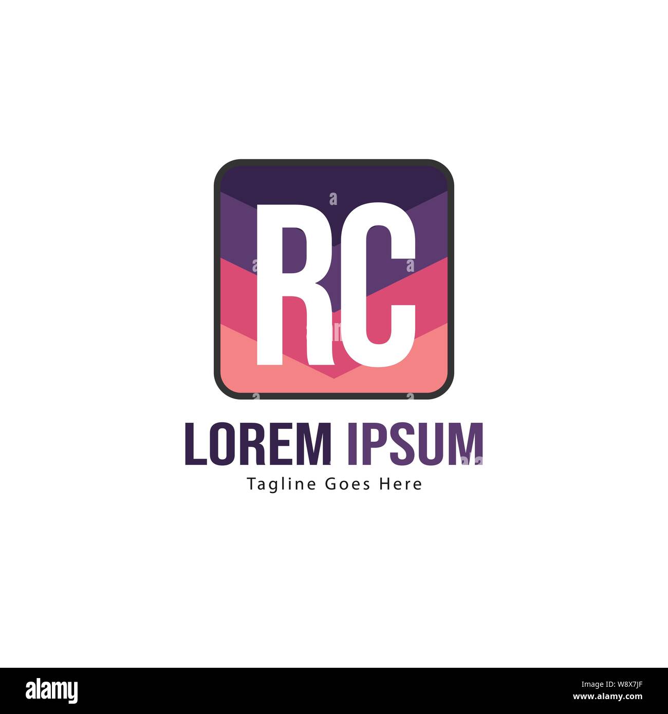 Initial RC logo template with modern frame. Minimalist RC letter logo ...