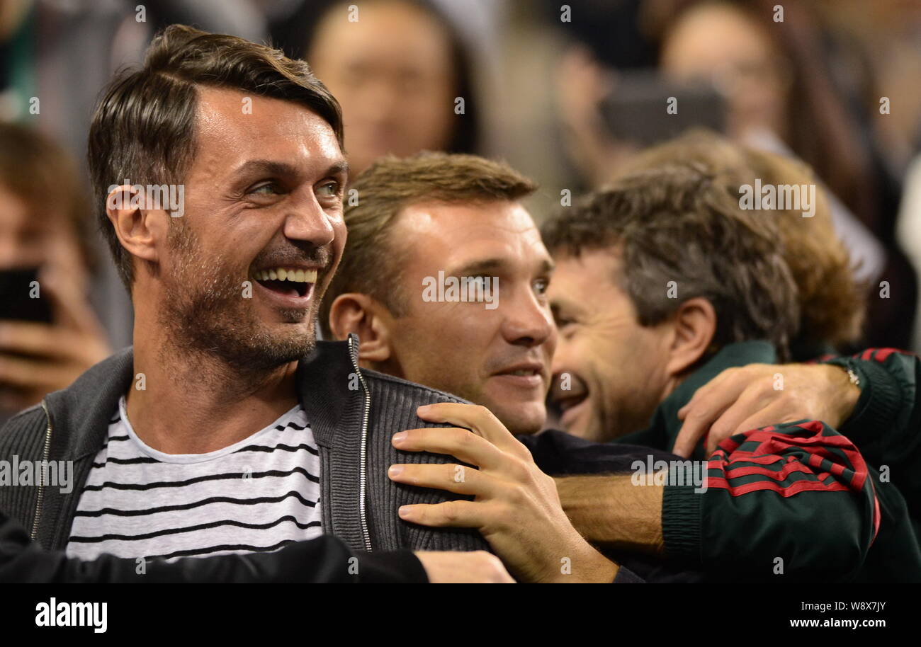 Italian football star Paolo Maldini, left, Ukrainian football star ...