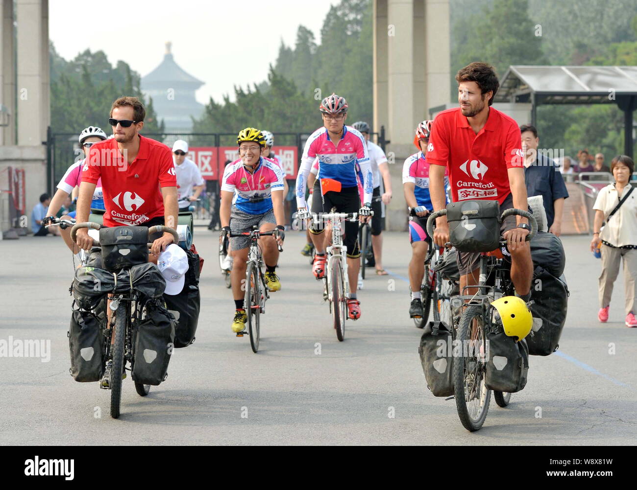 French cyclists Basile Pottier, left, and Simon Poniard, right, pedal ...