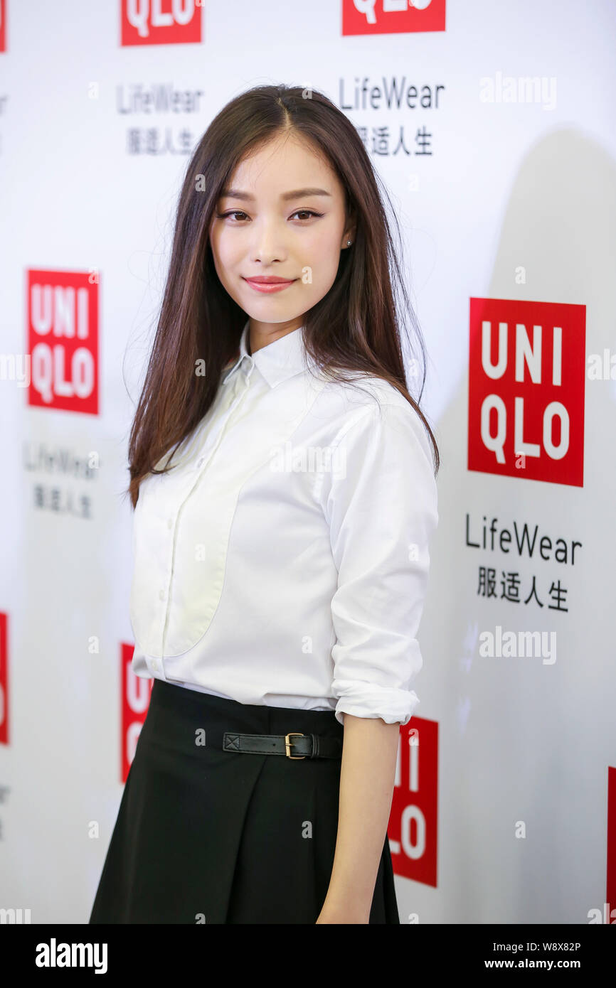 Chinese actress Ni Ni poses during a launch event for the Uniqlo 2014 ...